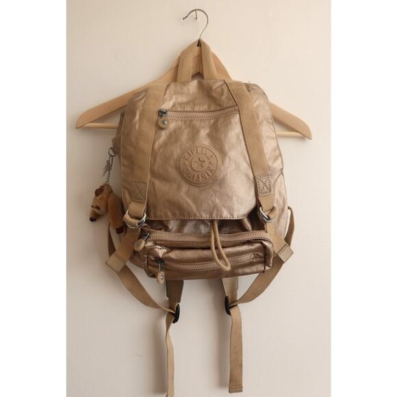 Kipling | Bags | Kipling Joetsu Metallic Gold Backpack With Monkey ...